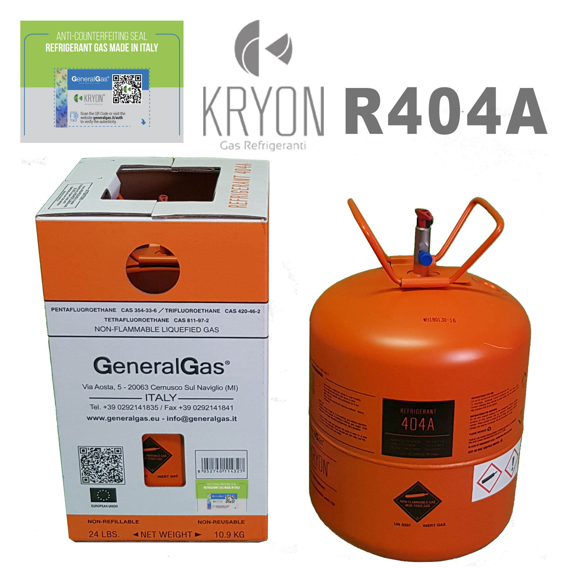 Réfrigérants Kryon en bouteille DOT39 (seulement hors UE) - GeneralGas Srl